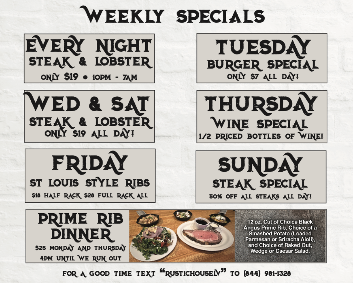 MENU – The Rustic House