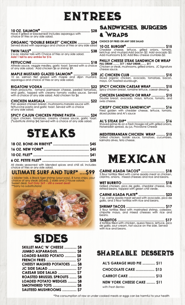 MENU – The Rustic House