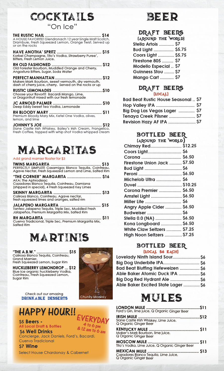 MENU – The Rustic House