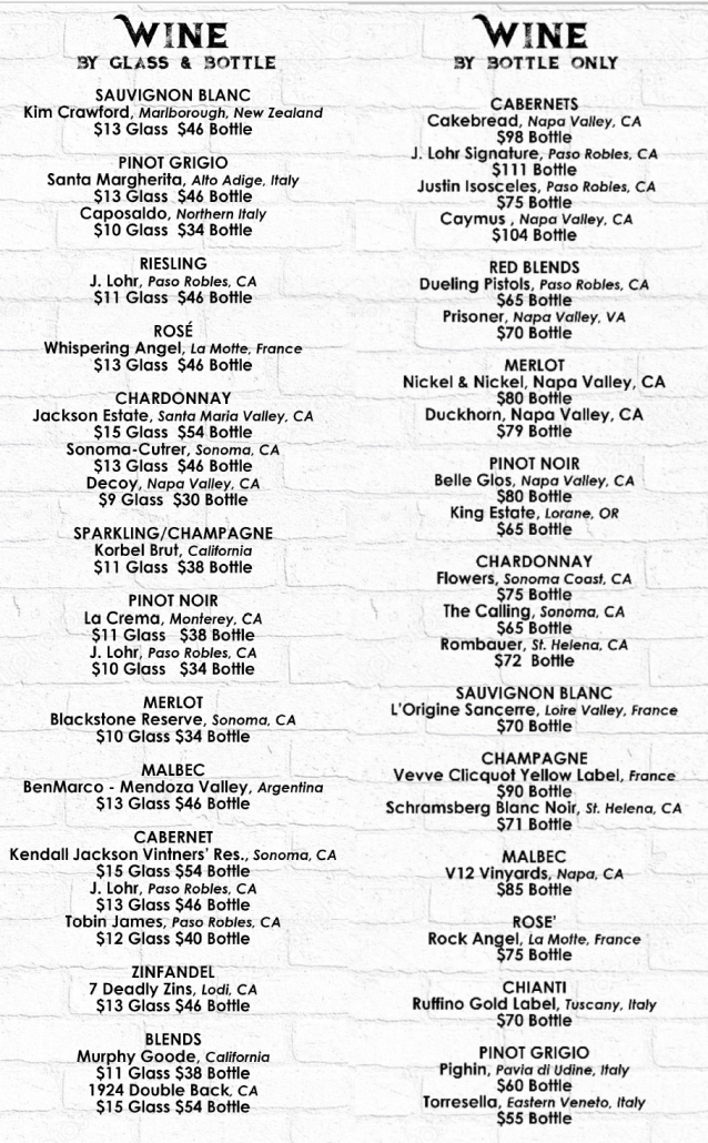 MENU – The Rustic House