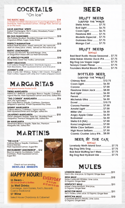 MENU – The Rustic House